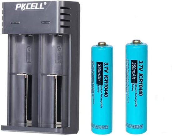 PKCELL Li-Ion Rechargeable 3.7V Batteries (2pc) with USB Charger ...
